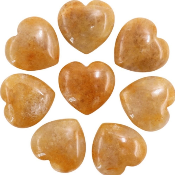 Other | Genuine Gold Yellow Jade Heart Stone Love Gemstone Worry Pocket ...